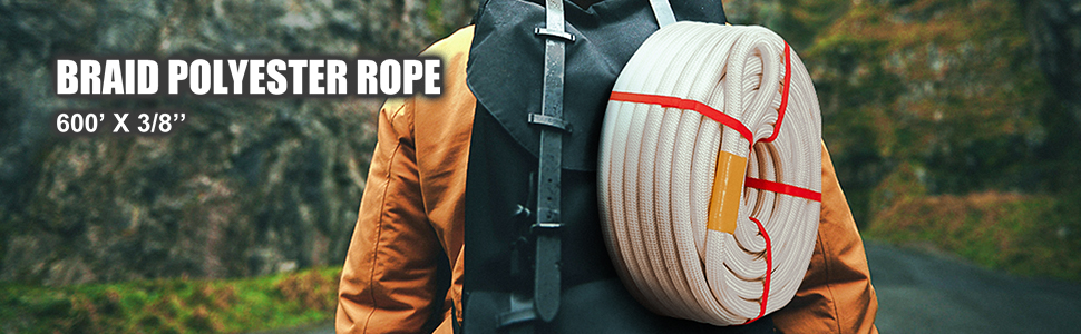 3/8 Inch Double Braid Polyester Rope 600ft Nylon Pulling Rope 660lb ...