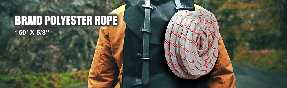 5/8 X150ft Double Braid Rope Rock Climbing Rigging Rope Tree Halyard ...