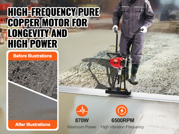 VEVOR Gas Concrete Power Screed, 8ft Aluminum Board Straight Edge Bar ...