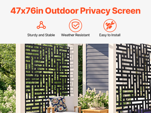 VEVOR Metal Privacy Screen 47" x 76" Outdoor Privacy Screens & Panels ...