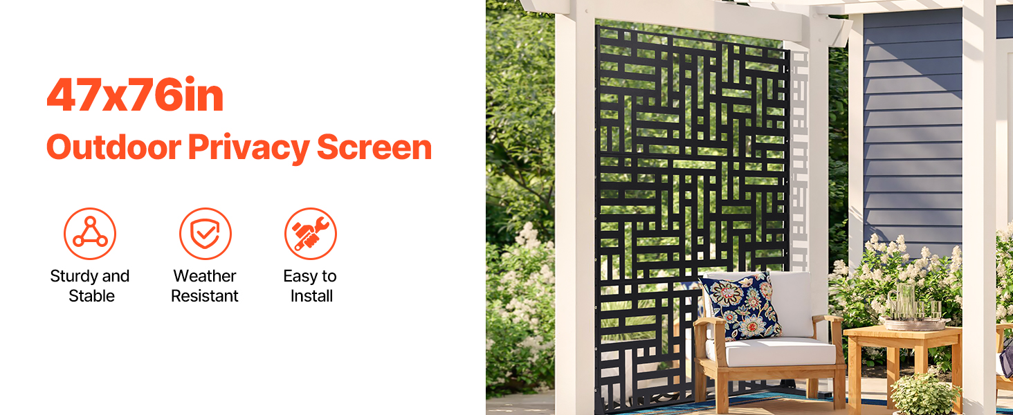 VEVOR Metal Privacy Screen 47" x 76" Outdoor Privacy Screens & Panels ...