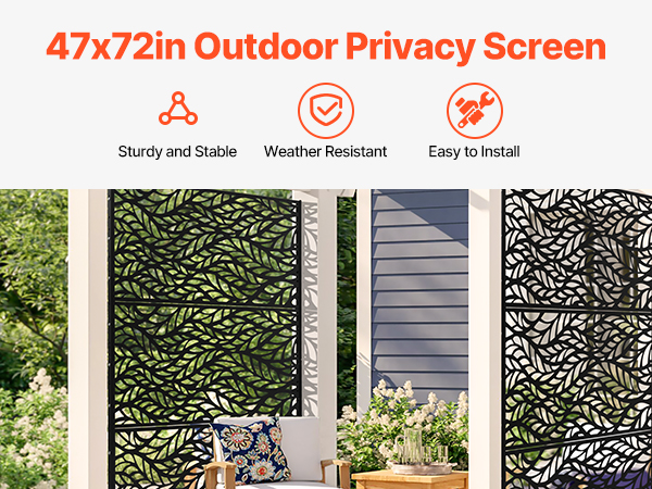 VEVOR Metal Privacy Screen 47" x 72" Outdoor Privacy Screens & Panels ...