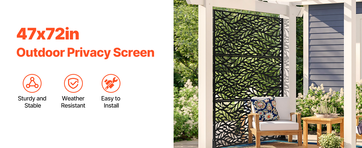 VEVOR Metal Privacy Screen 47" x 72" Outdoor Privacy Screens & Panels ...