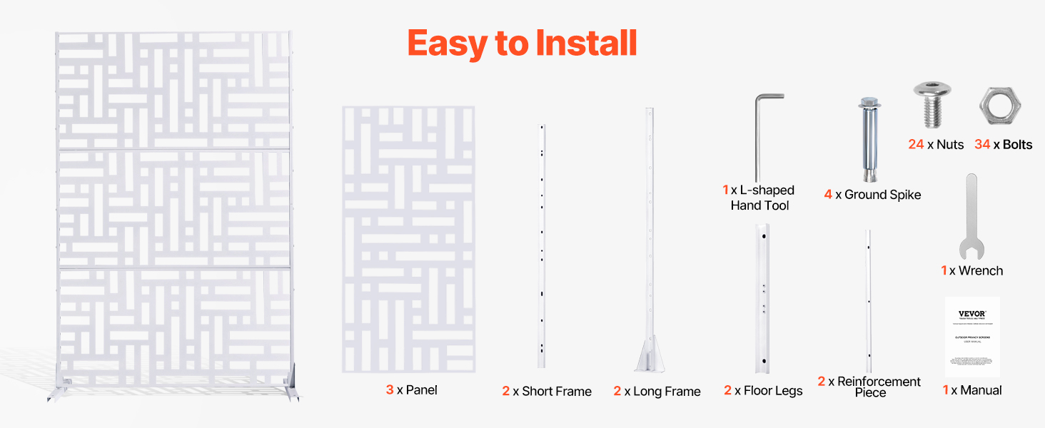 Metal Privacy Screen 47" x 76" Outdoor Privacy Screens & Panels for ...