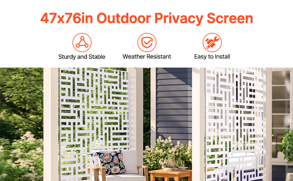 VEVOR Metal Privacy Screen 47" x 76" Outdoor Privacy Screens & Panels ...