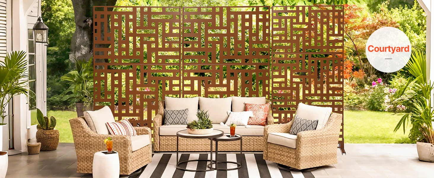 Metal Privacy Screen 47"x76" Outdoor Privacy Screens & Panels for Patio ...