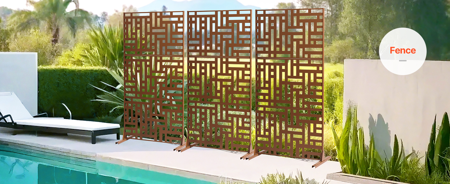 Metal Privacy Screen 47"x76" Outdoor Privacy Screens & Panels for Patio ...