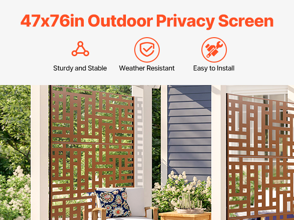 VEVOR Metal Privacy Screen 47" x 76" Outdoor Privacy Screens & Panels ...