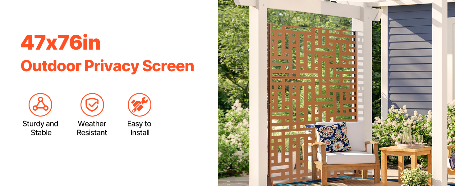 Metal Privacy Screen 47"x76" Outdoor Privacy Screens & Panels for Patio ...