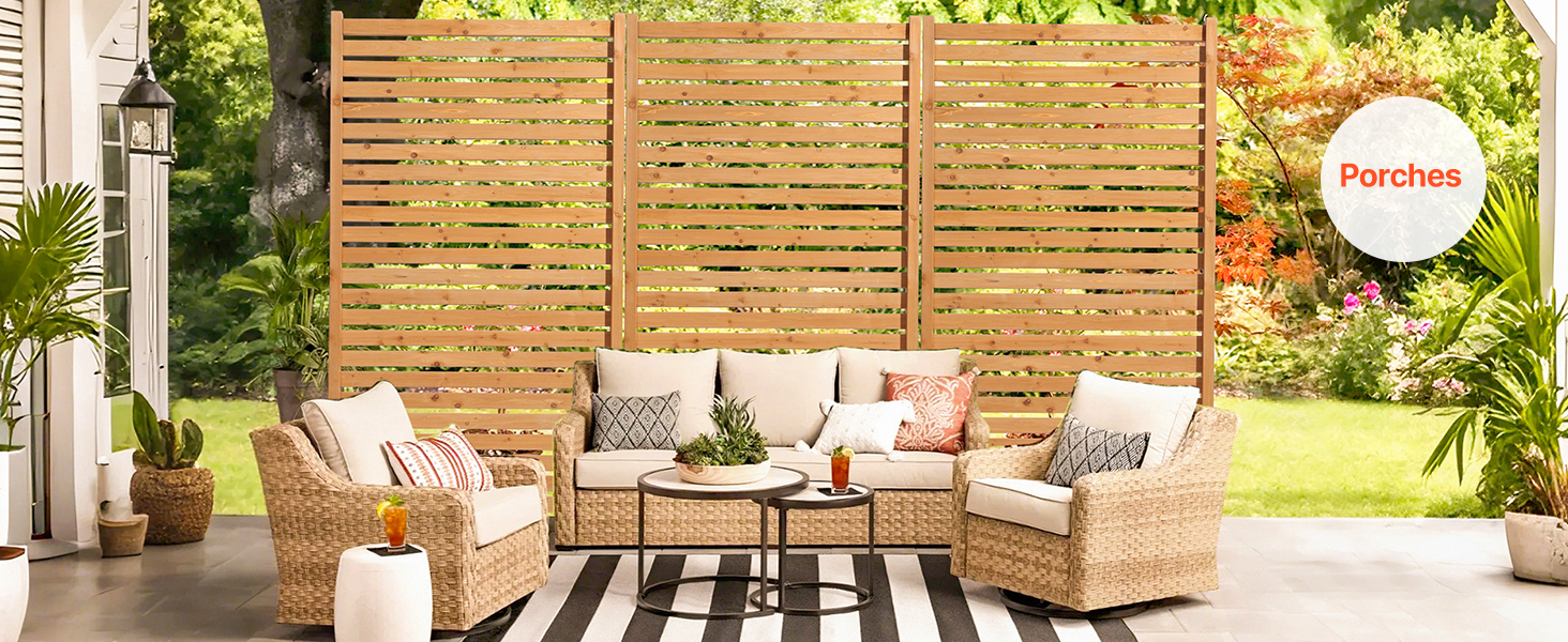 Wooden Privacy Screen 36" x 76" Freestanding Outdoor Privacy Screen for ...