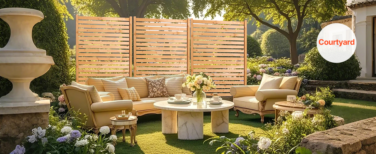 Wooden Privacy Screen 36" x 76" Freestanding Outdoor Privacy Screen for ...