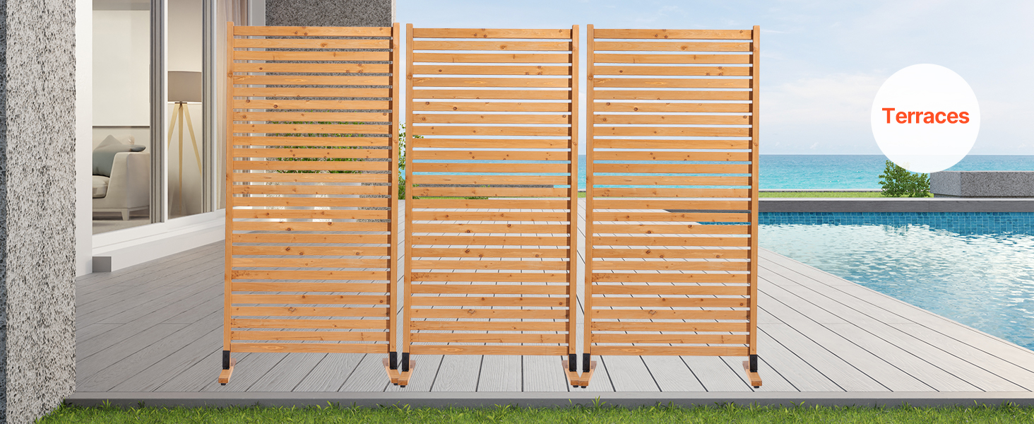 Wooden Privacy Screen 36" x 76" Freestanding Outdoor Privacy Screen for ...