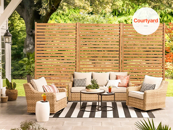 Wooden Privacy Screen 36" x 76" Freestanding Outdoor Privacy Screen for ...