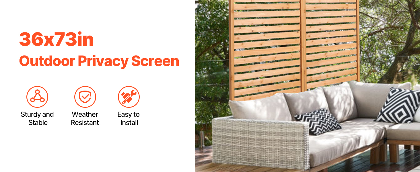 Wooden Privacy Screen 36" x 76" Freestanding Outdoor Privacy Screen for ...