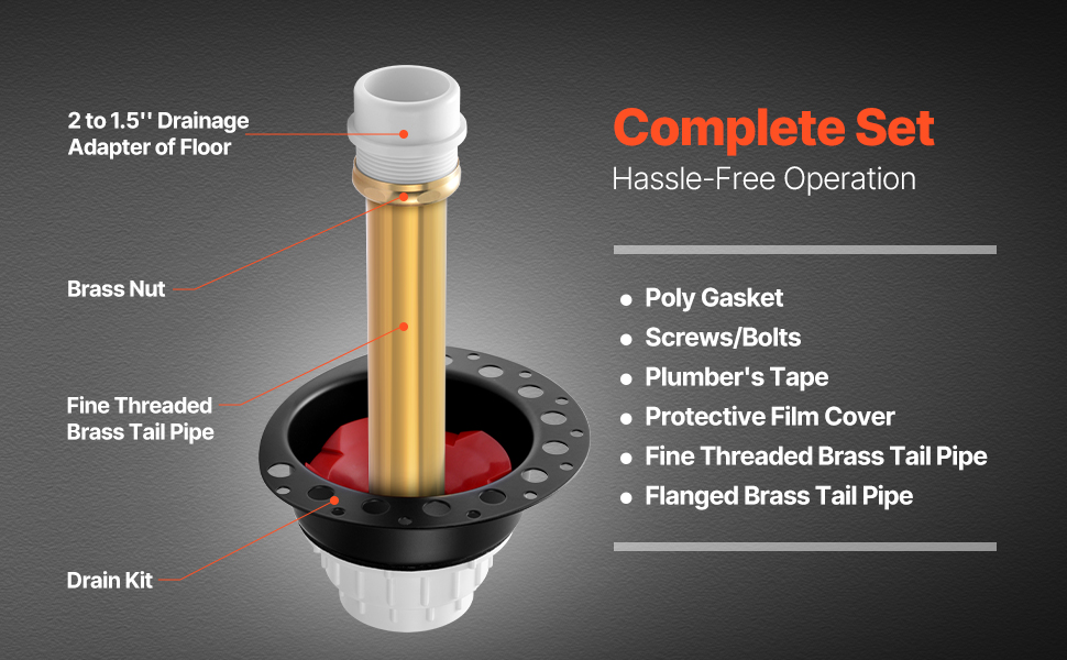 Freestanding Tub Drain Rough-in Kit with 2 Brass Tail Pipes and PVC ...