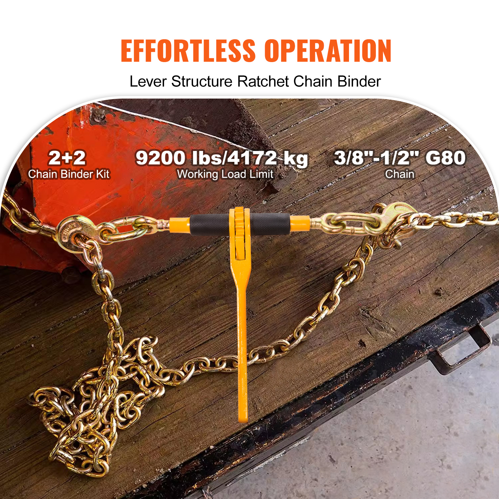 G80 Chain and Binder Kit 3/8"-1/2",5/16"-3/8" Ratchet Load Binder 2 ...
