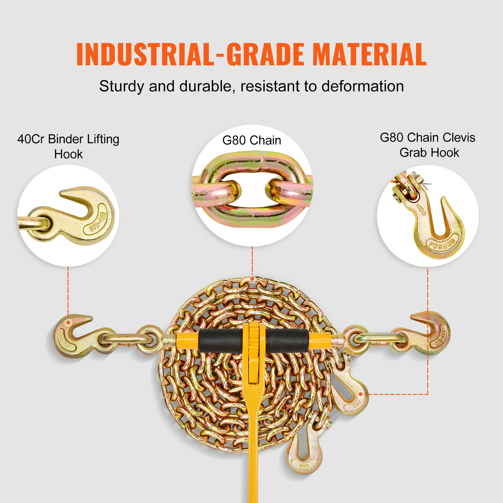 G80 Chain and Binder Kit 3/8"-1/2",5/16"-3/8" Ratchet Load Binder 2 ...