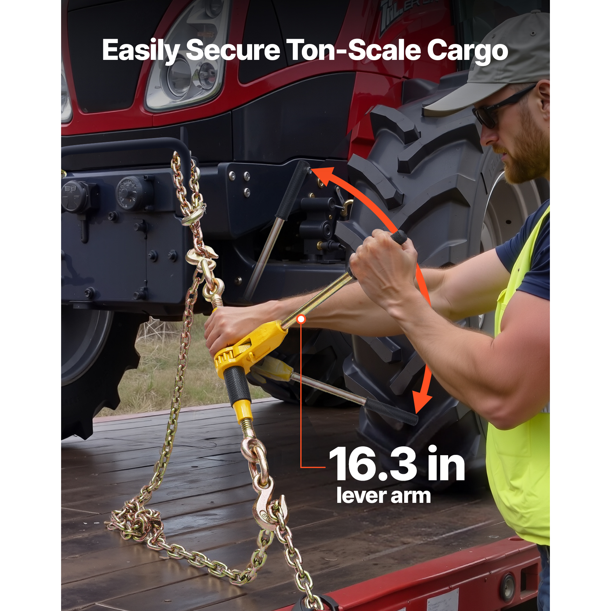 Mophorn Ratchet Chain Binder, 5/16 in x 10 ft G80 Chains, 8000 lbs Load ...