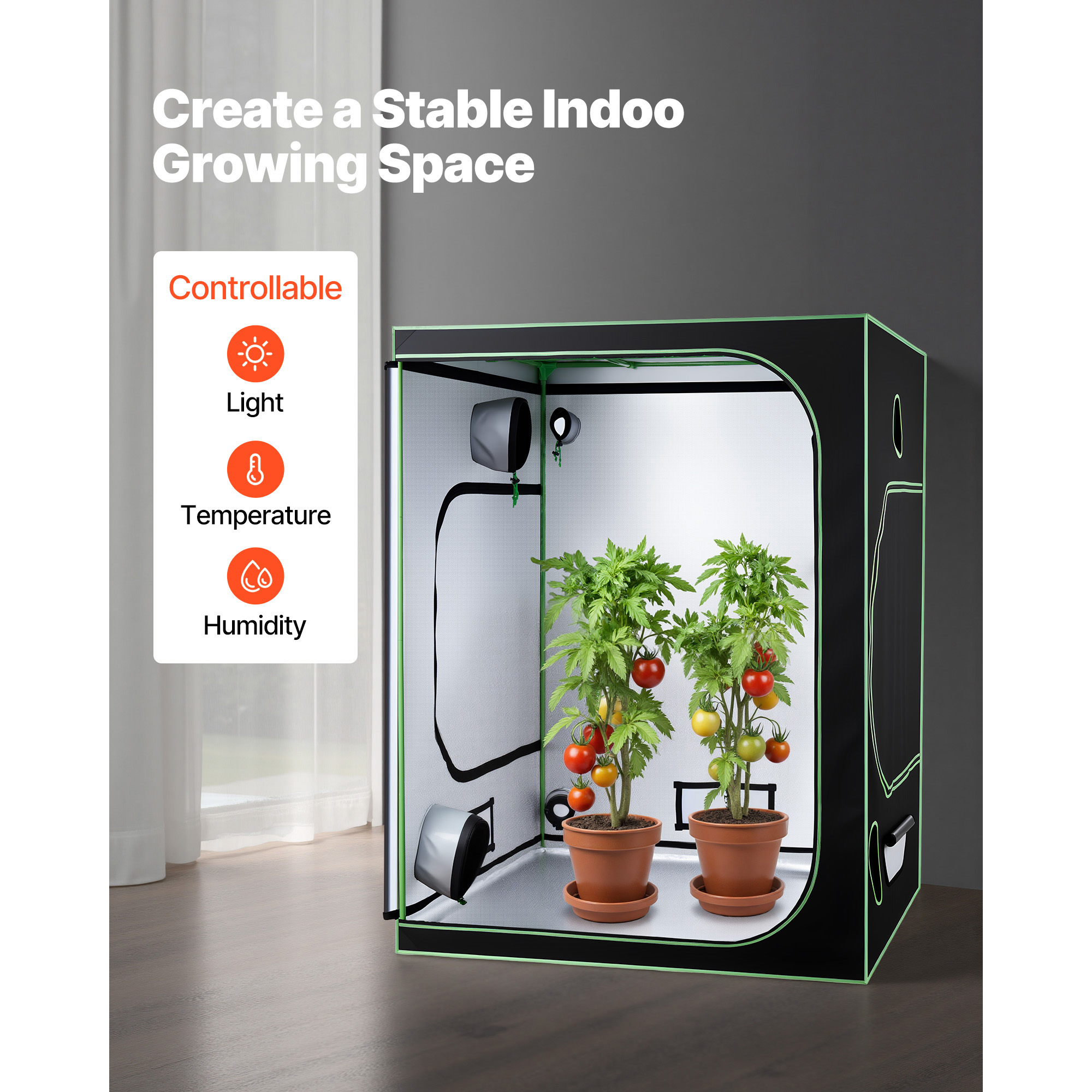 Mophorn Indoor Grow Tent Kit, 150 x 150 x 200cm, Plant Tent with Full ...