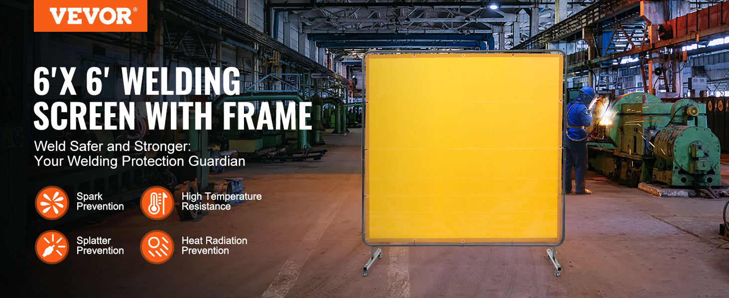 VEVOR Welding Screen with Frame, 6' x 6' Welding Curtain Screen, Flame ... VEVOR Welding Screen with Frame, 6' x 6' Welding Curtain Screen, Flame ...