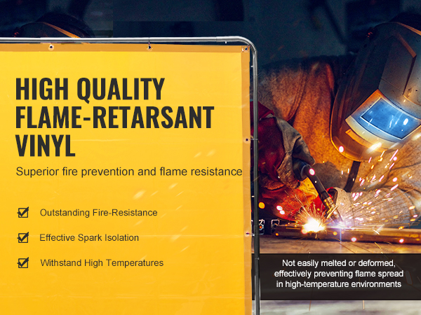 VEVOR Welding Screen with Frame, 6' x 8' Welding Curtain Screen, Flame ...