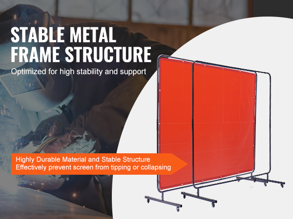 VEVOR Welding Screen with Frame, 6' x 8' Welding Curtain Screen, Flame ...