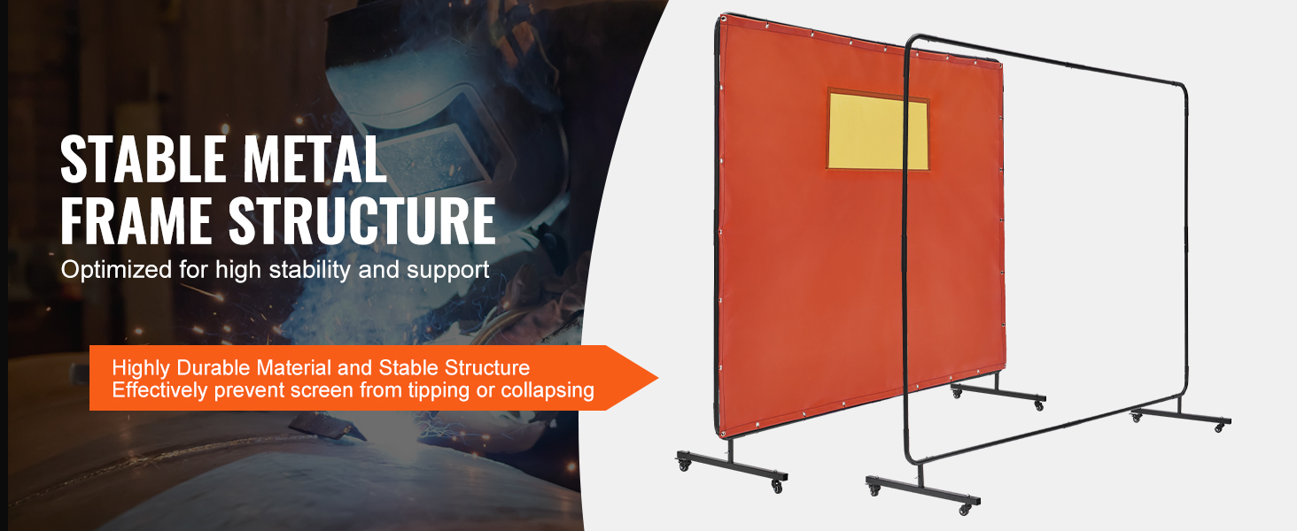 VEVOR Welding Screen with Frame, 6' x 8' Welding Curtain Screens, Flame ...