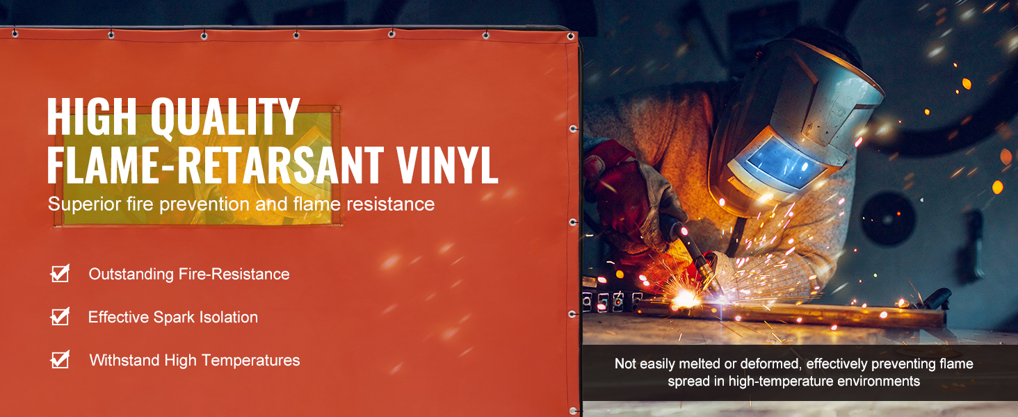 VEVOR Welding Screen with Frame, 6' x 8' Welding Curtain Screens, Flame ...