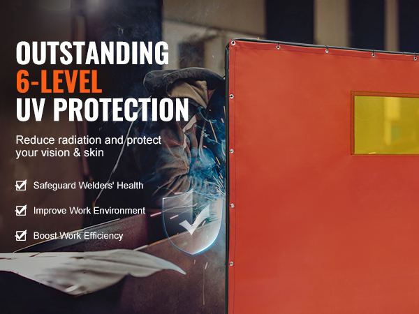 VEVOR Welding Screen with Frame, 6' x 8' Welding Curtain Screens, Flame ...