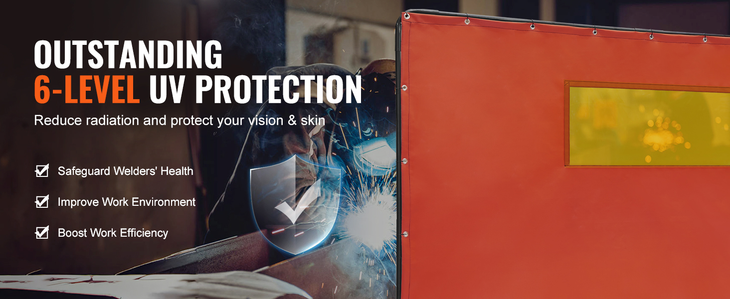 VEVOR Welding Screen with Frame, 6' x 8' Welding Curtain Screens, Flame ...