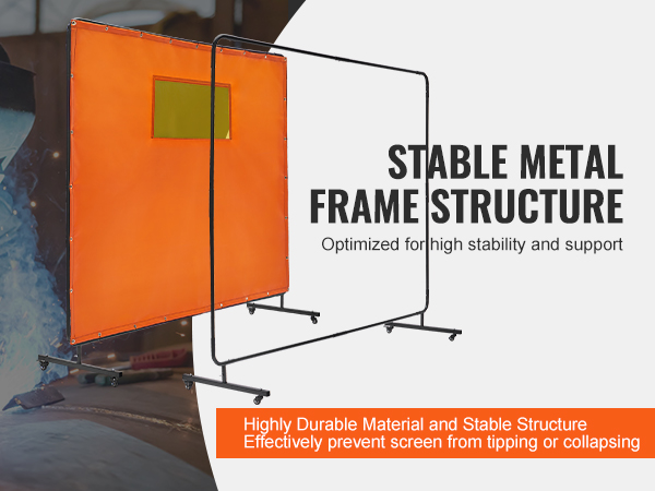VEVOR Welding Screen with Frame, 6' x 8' Welding Curtain Screens, Flame ...