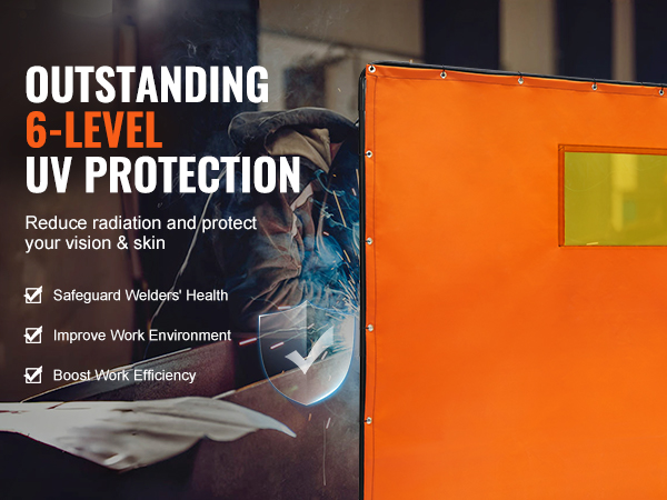 VEVOR Welding Screen with Frame, 6' x 8' Welding Curtain Screens, Flame ...