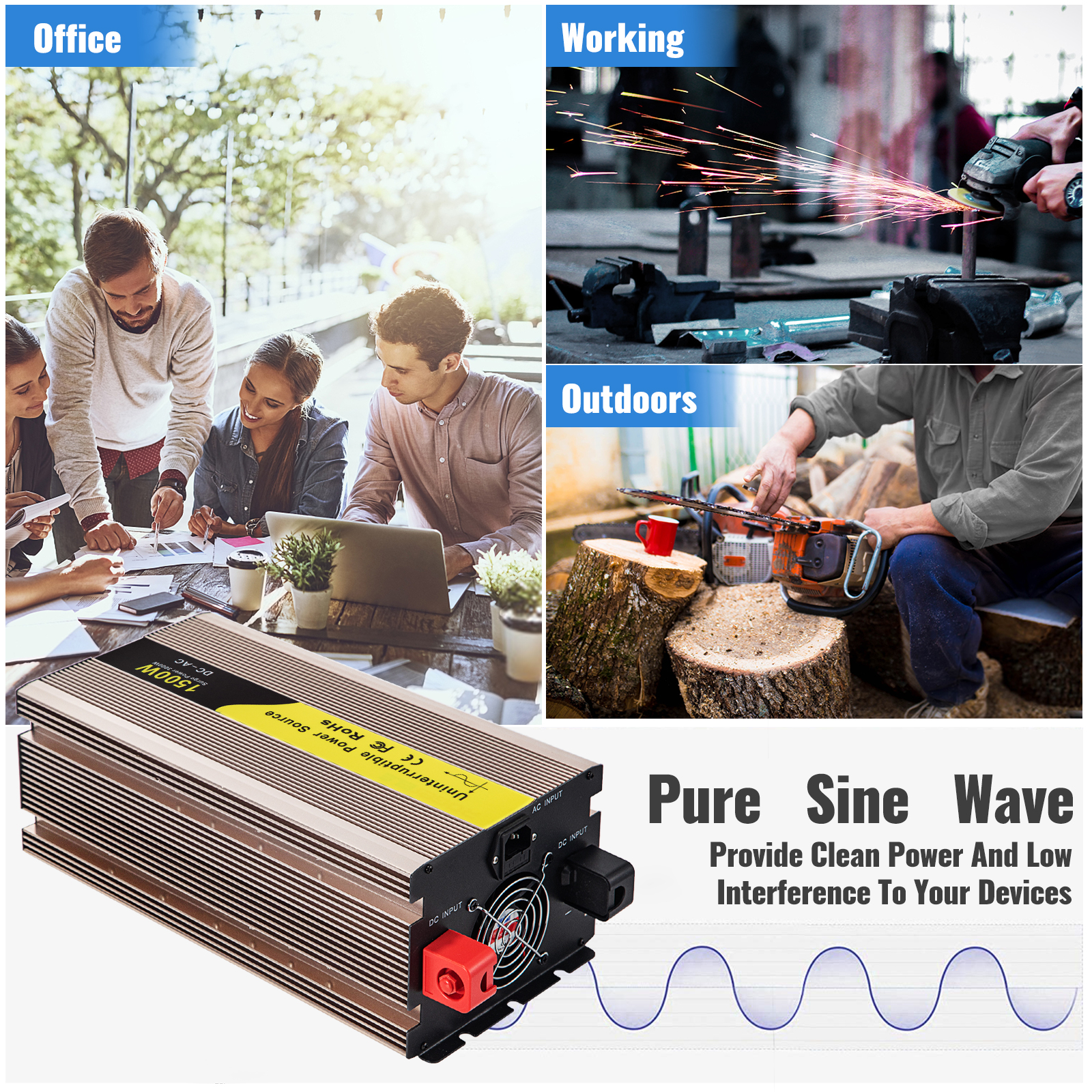 Vevor Pure Sine Wave Inverter Power Inverter 1500w Dc12v To Ac240v Car ...