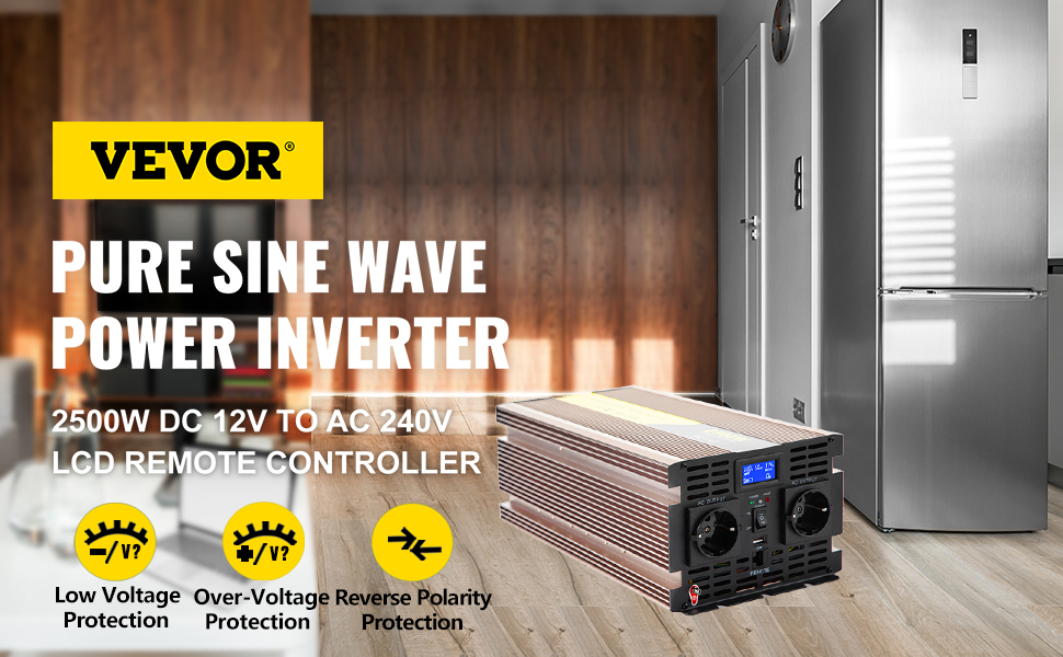 Vevor Pure Sine Wave Inverter Power Inverter 2500w Dc12v To Ac240v Car ...