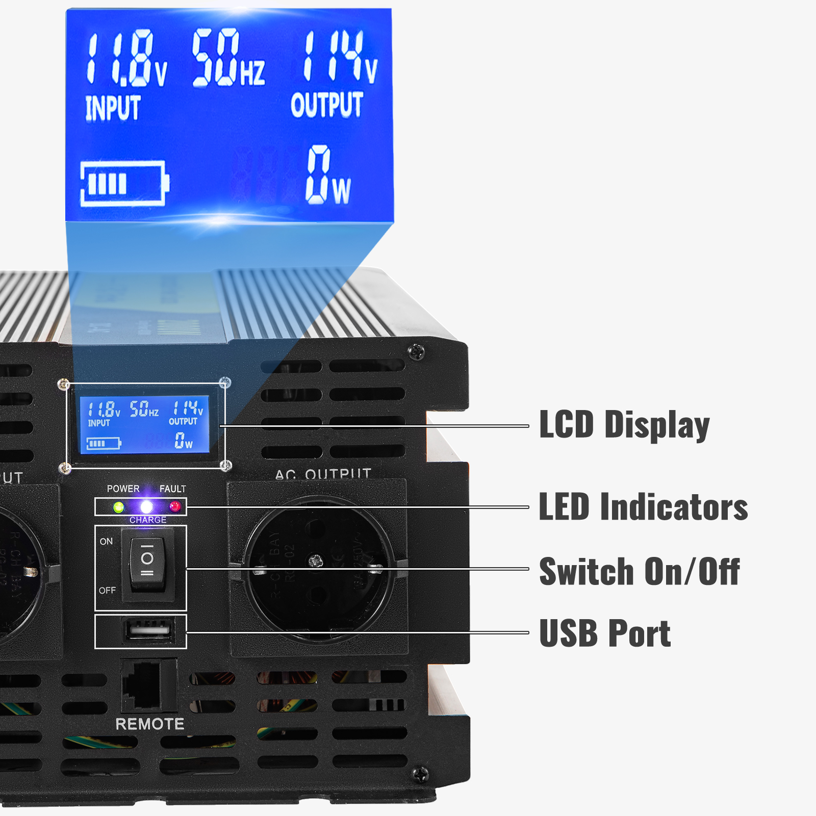 Vevor Pure Sine Wave Inverter Power Inverter 2500w Dc12v To Ac240v Car ...