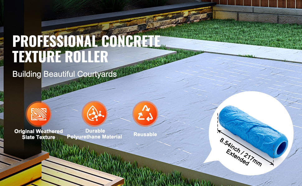 VEVOR Concrete Stamps 8-1/2 x 2-5/8 in Roller Polyurethane Stamp ...
