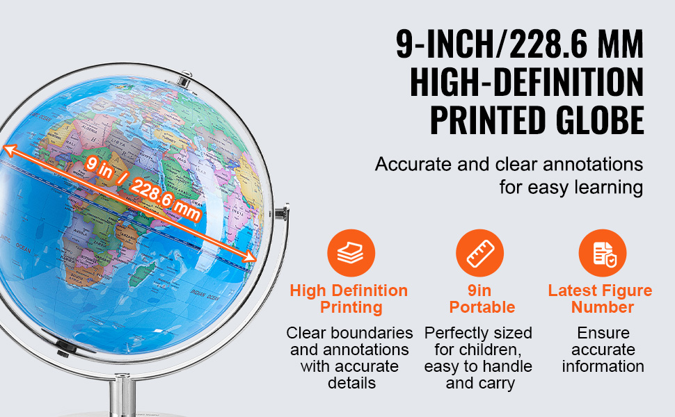 VEVOR Sprechender Globus, 228,6 mm, Interaktiver Globus für Kinder, Pädagogischer Globus mit ...