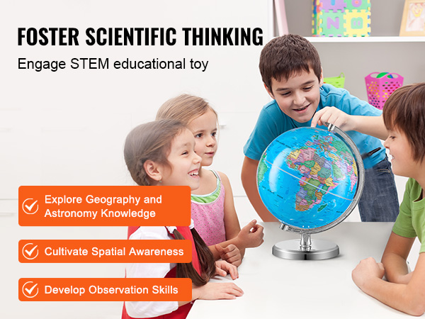 VEVOR Rotating World Globe with Stand, 8 in/203.2 mm, Educational ...