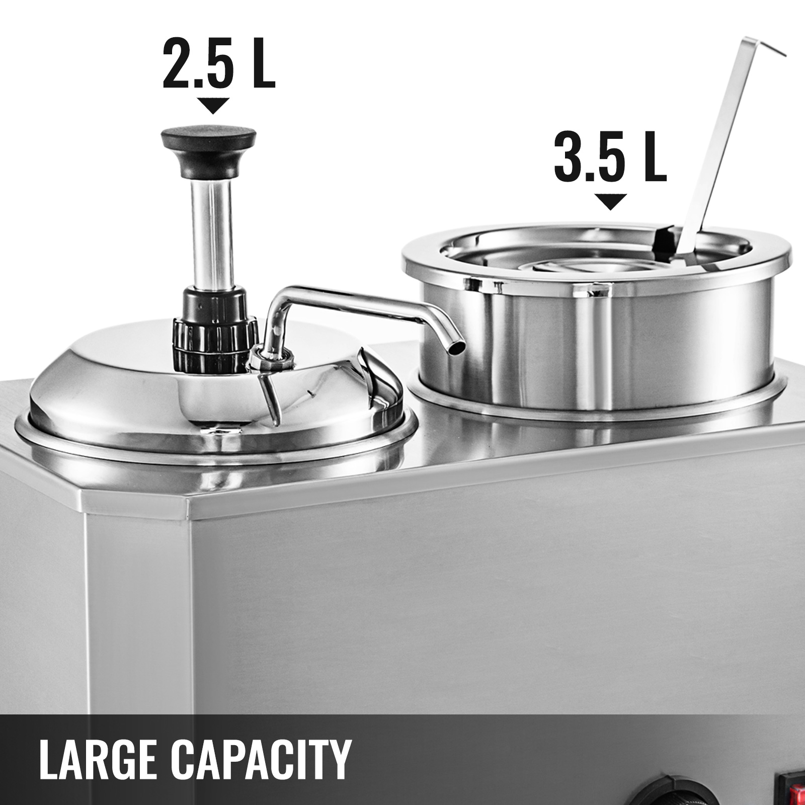 VEVOR VEVOR Hot Fudge Warmer with Pump Hot Fudge Dispenser 5.3 Qt Hot ...