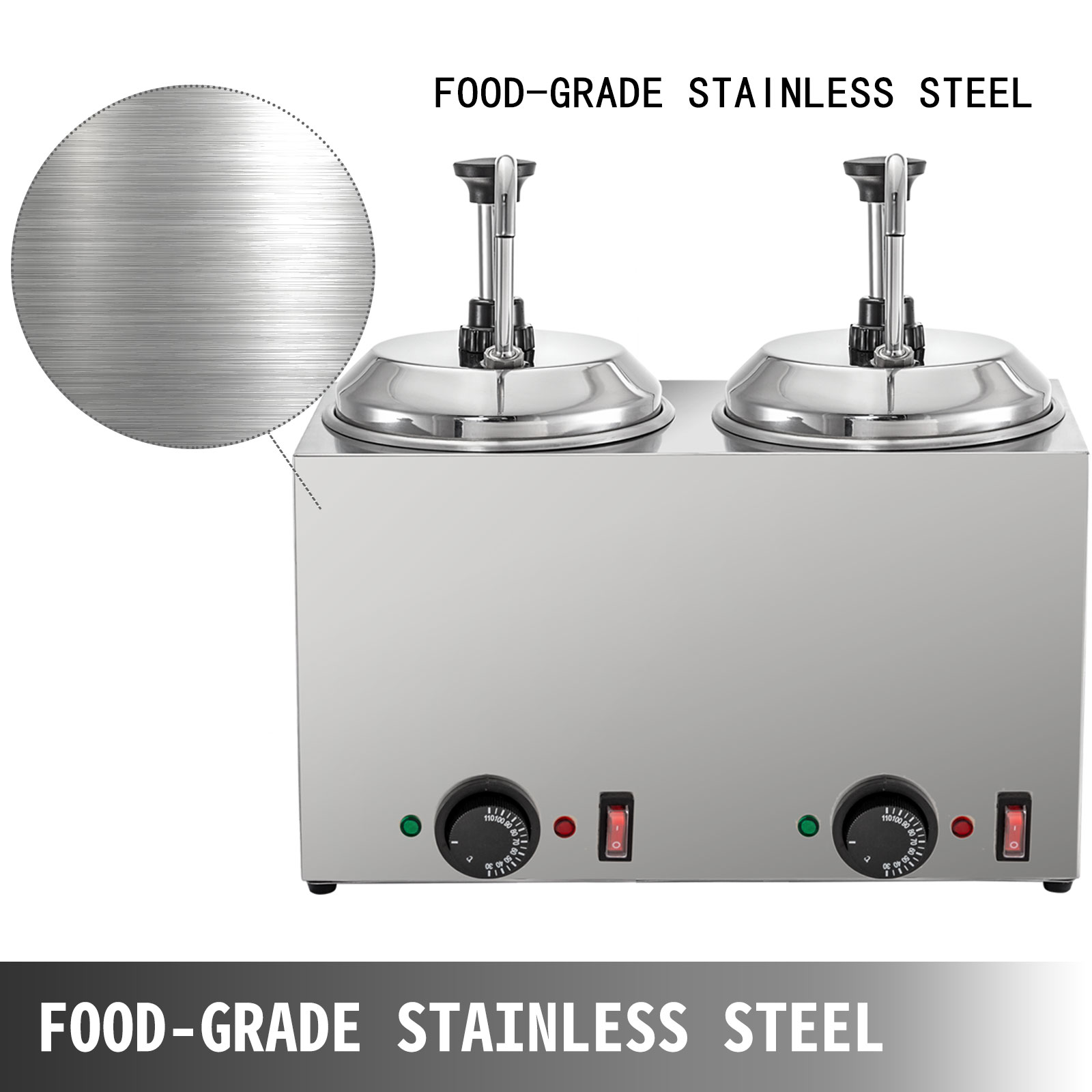 Fudge Warmer Hot Cheese Pump with 2 Pumps Nacho Cheese Warmer Stainless ...