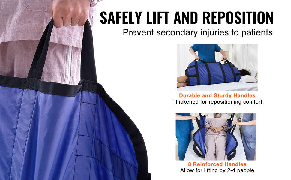 VEVOR Positioning Bed Pad 48"x40" Patient Transfer Sheet & 8 Reinforced ...