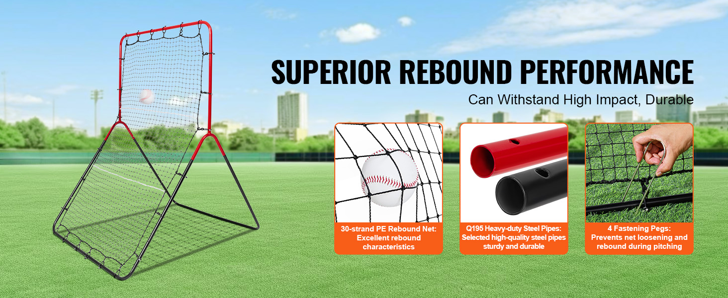 Fielding Trainer 6ft X 4ft Baseball/Softball Pitch Back Rebounder Net ...