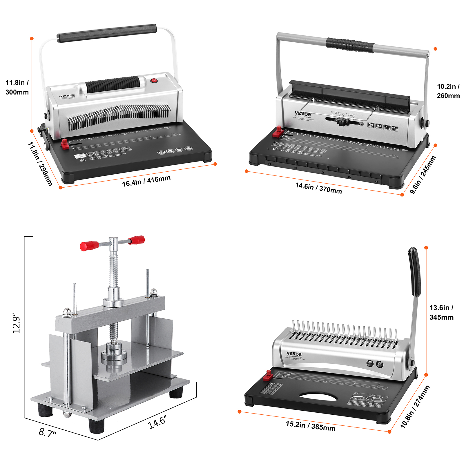 VEVOR Coil Spiral Binding Machine Manual Book Maker 34/21/46 Holes ...