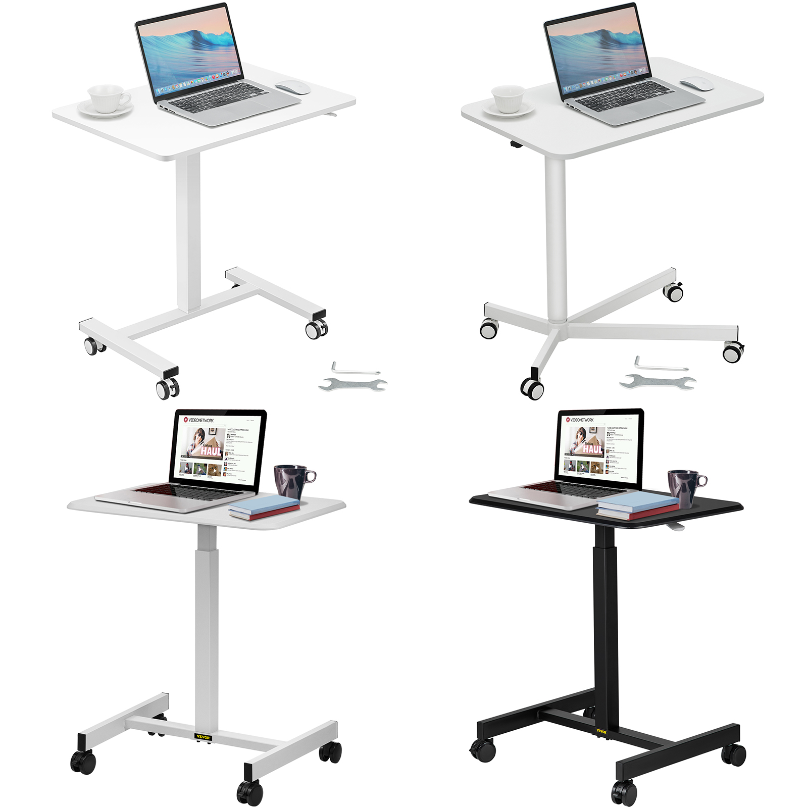 VEVOR Mobile Standing Desk Adjustable Mobile Laptop Desk Rolling ...