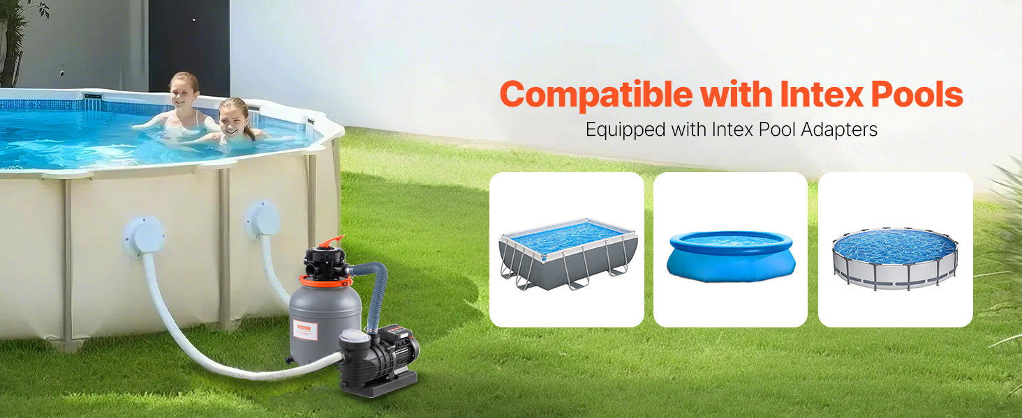 12 in Sand Filter Pump for Above Ground Swimming Pools 1/3 HP 2650 GPH ...