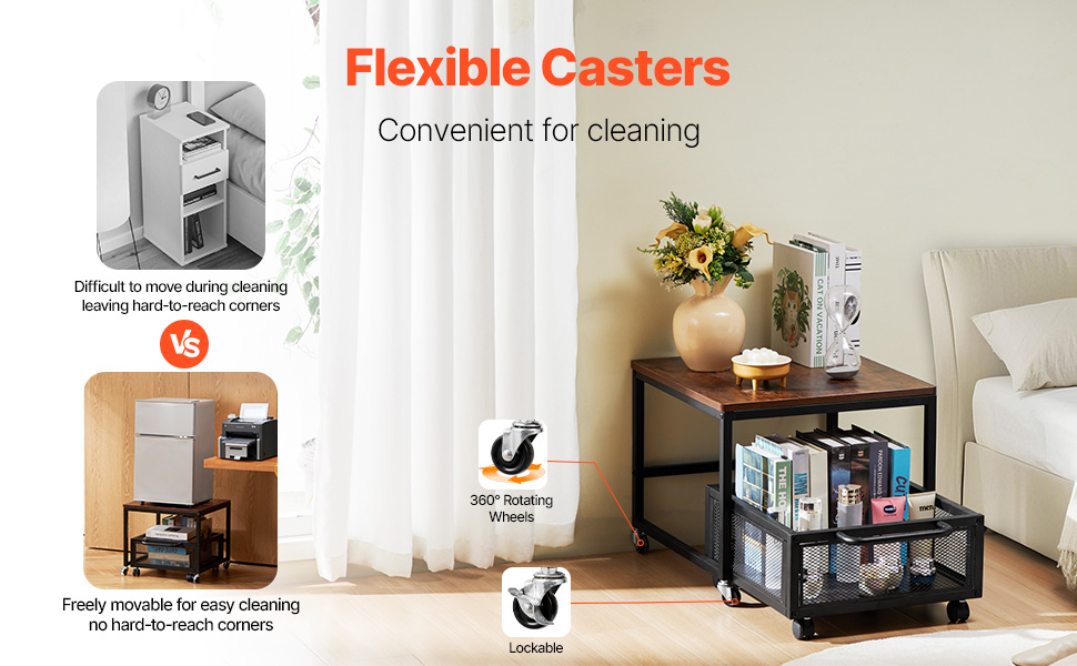 VEVOR Mini Fridge Stand 198lbs with Storage Cart & Swivel Wheels Dark ...