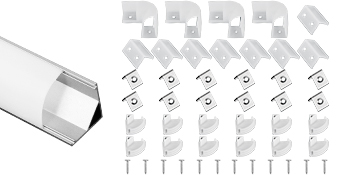 VEVOR LED V Channels, 6-Pack 6.6 ft V-Shaped LED Channel System ...