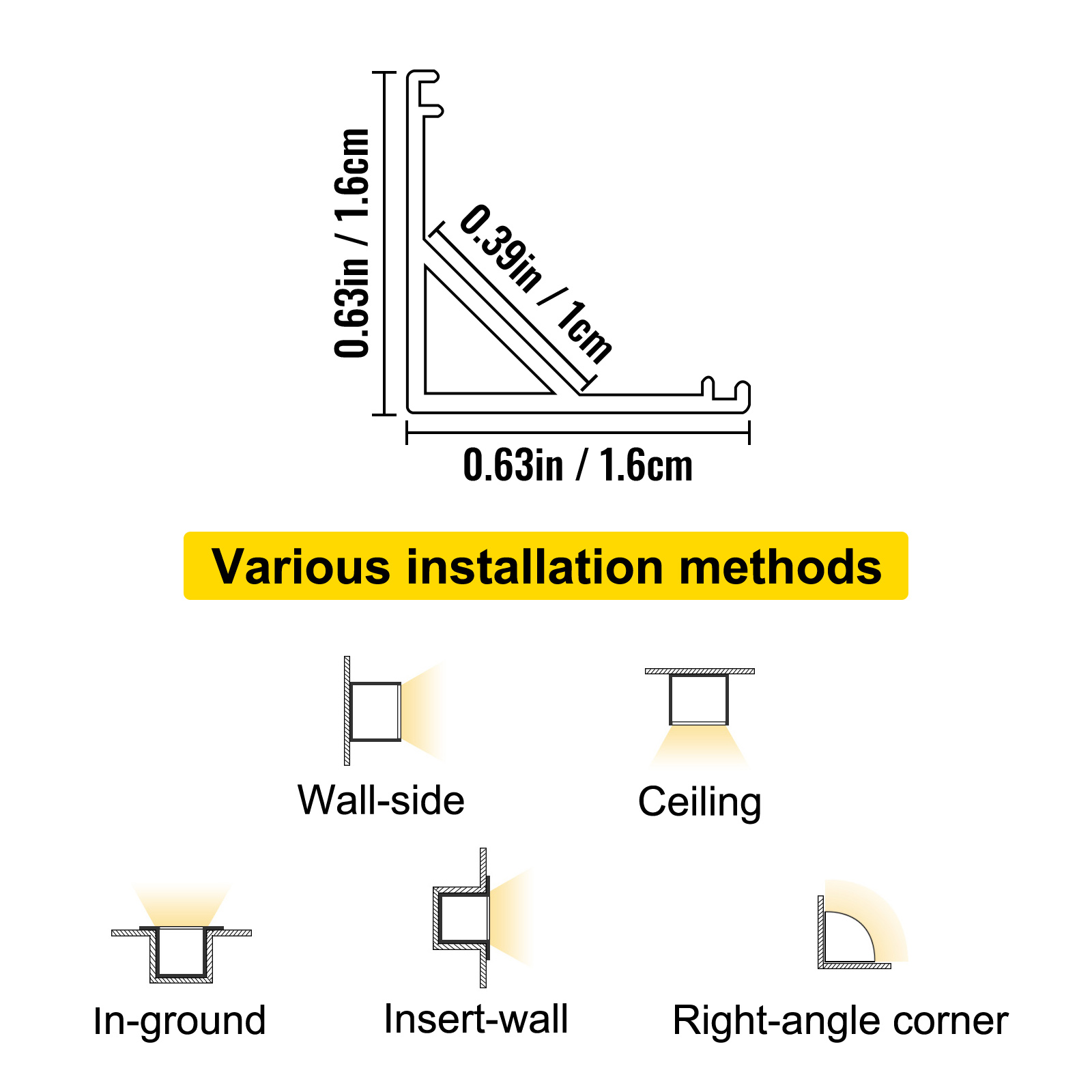 VEVOR LED V Channels, 6-Pack 6.6 ft V-Shaped LED Channel System ...