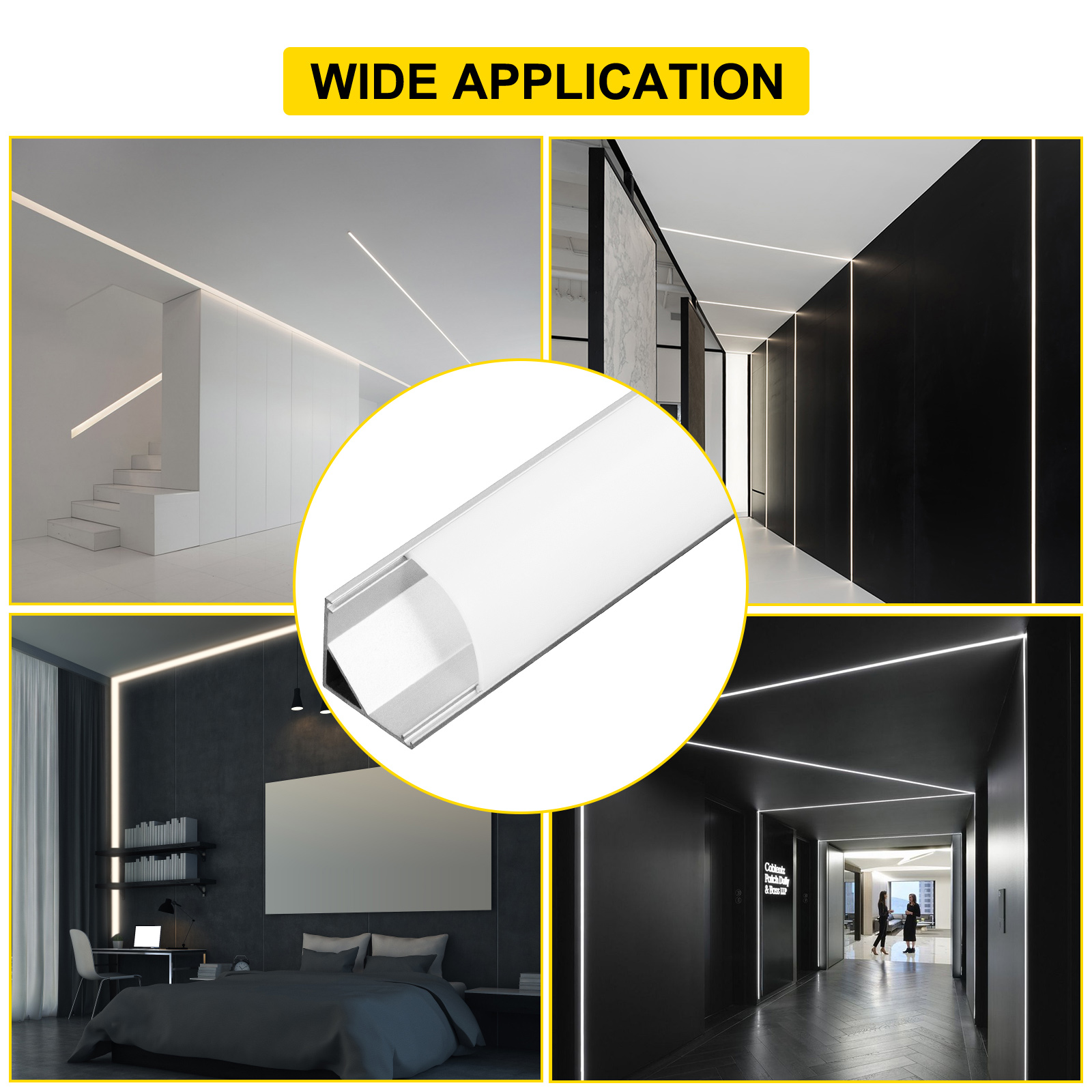 VEVOR LED V Channels, 6-Pack 6.6 ft V-Shaped LED Channel System ...