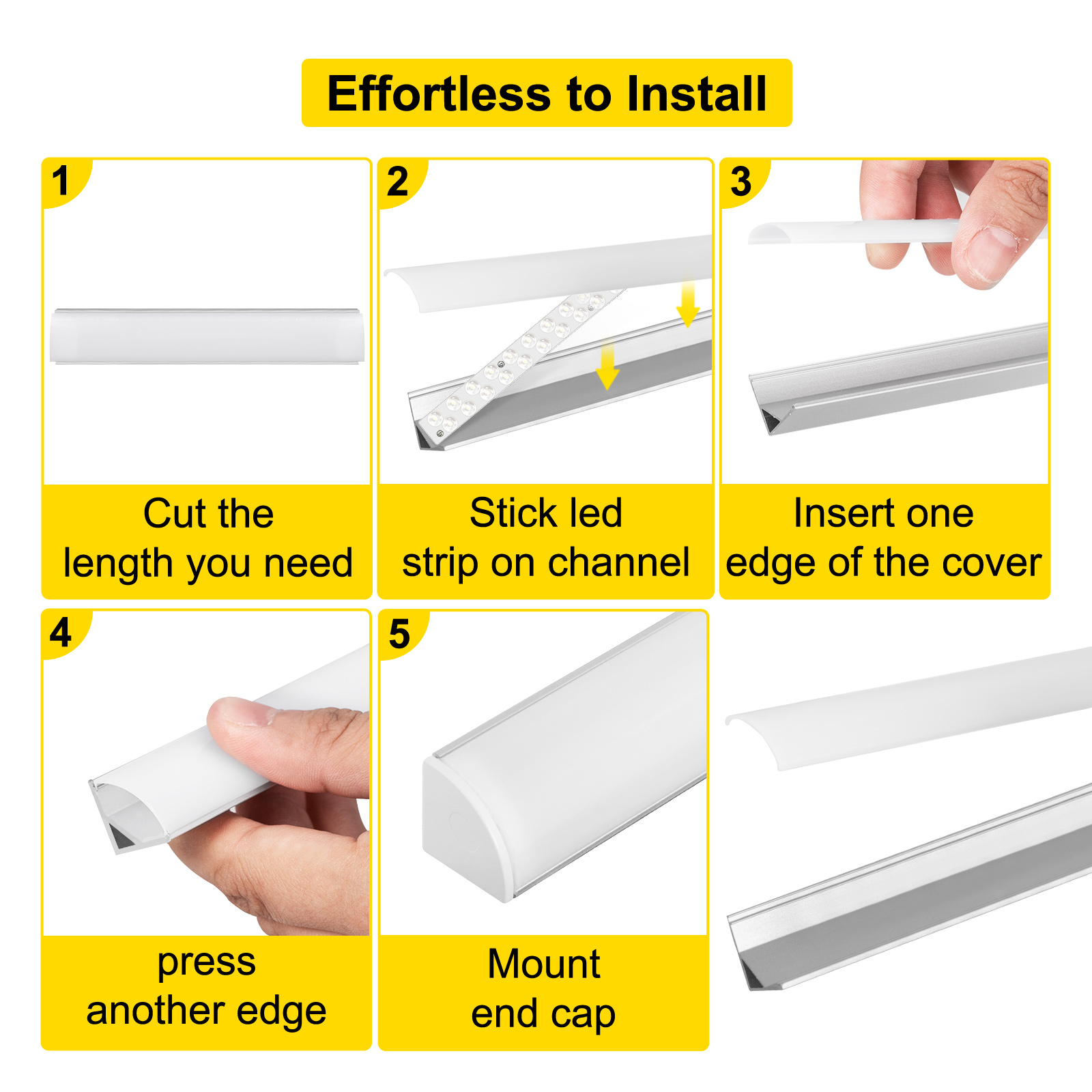 VEVOR LED V Channels, 10-Pack 6.6 ft V-Shaped LED Channel System ...